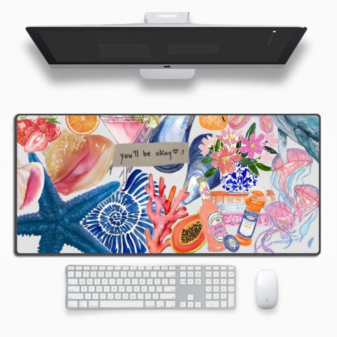 Desk Mat, Cute Patterns Aesthetic Scrapbook Mouse Pad Water Repellent ...
