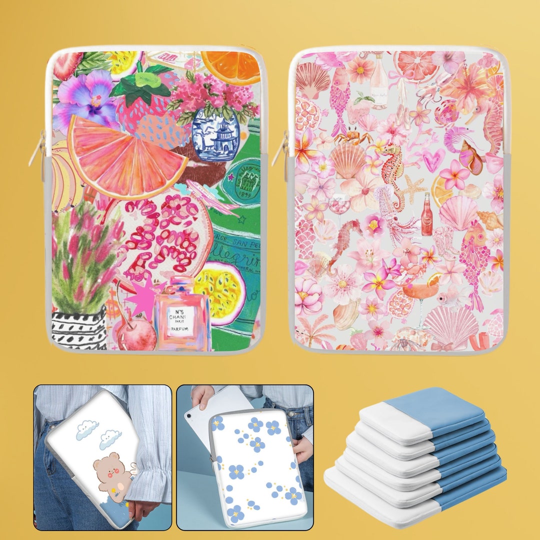 Cute Bold Botanical Collage Aesthetic Laptop MacBook Sleeve Case for 12 ...