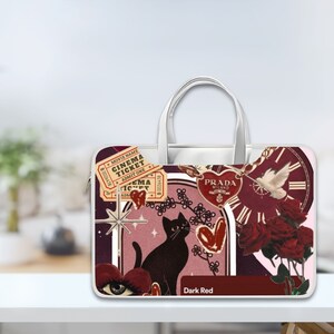 Cute Pattern Aesthetic Scrapbook Laptop Bag With Handle, Shoulder Strap ...