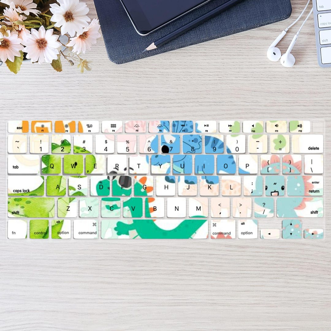 Cute Dinosaur Aesthetic Scrapbook Keyboard Cover for MacBook Pro 13 14 ...