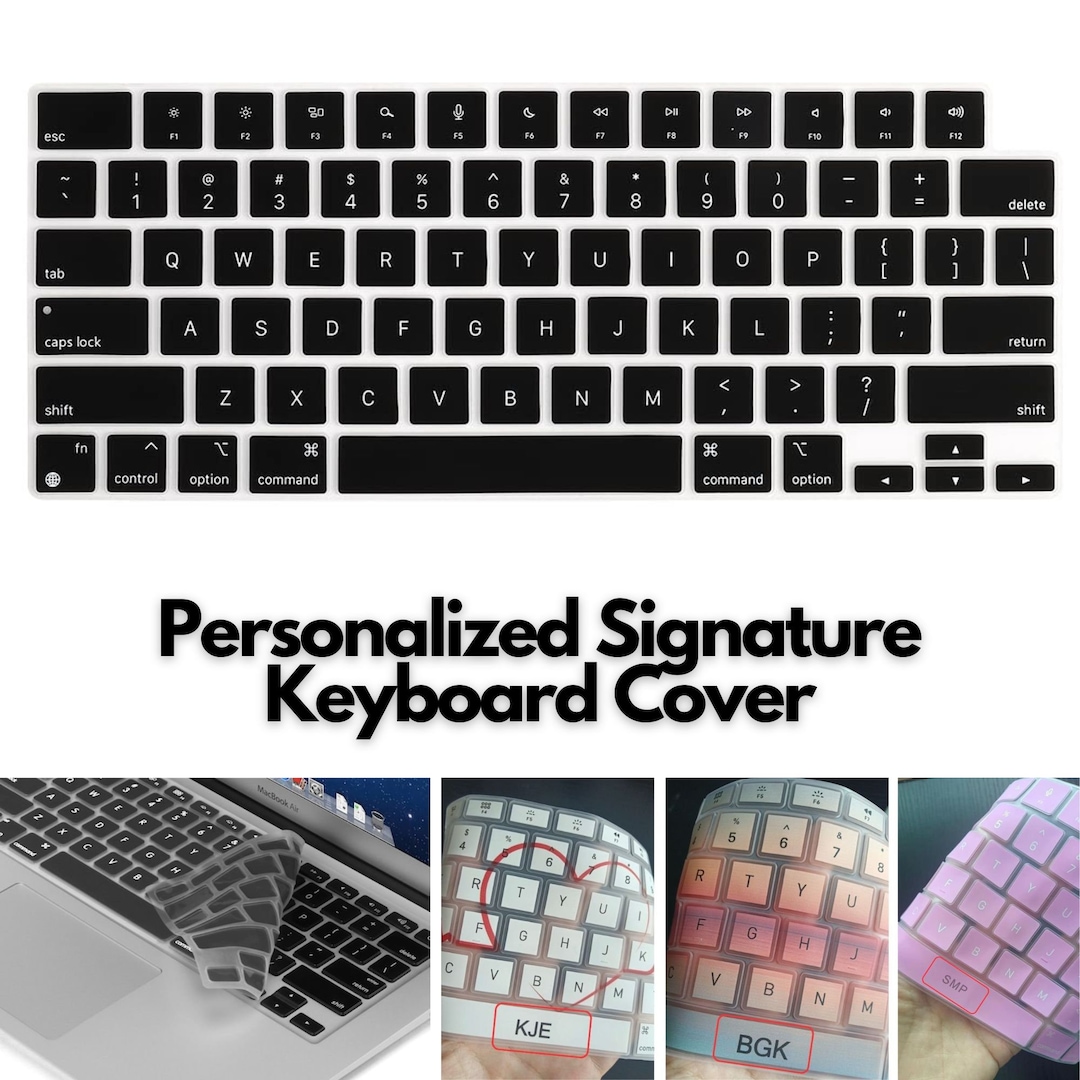 Personalized Initial Name Black Keyboard Cover for MacBook Pro 13 14 16 ...