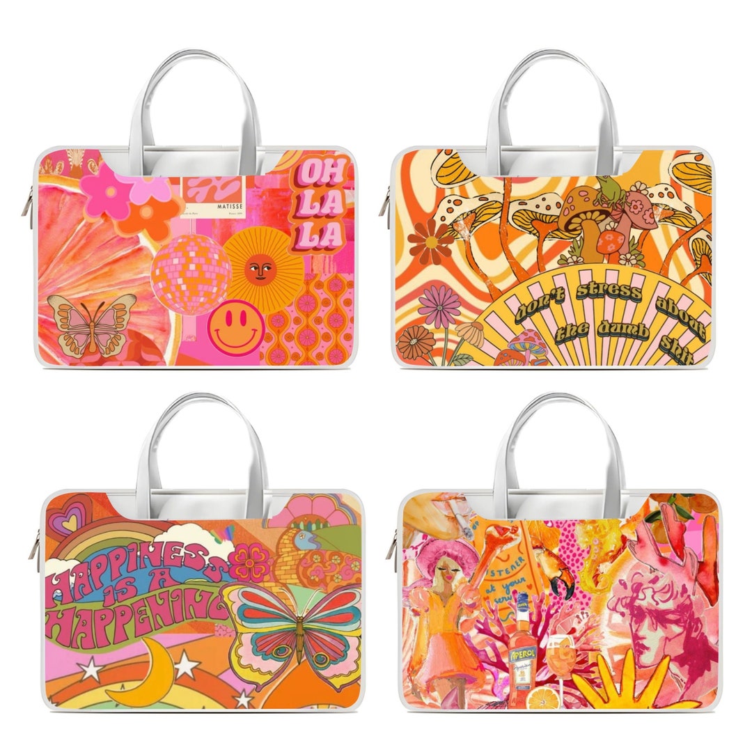 Vintage Hippie Aesthetic Scrapbook Laptop Bag With Handle, Shoulder ...