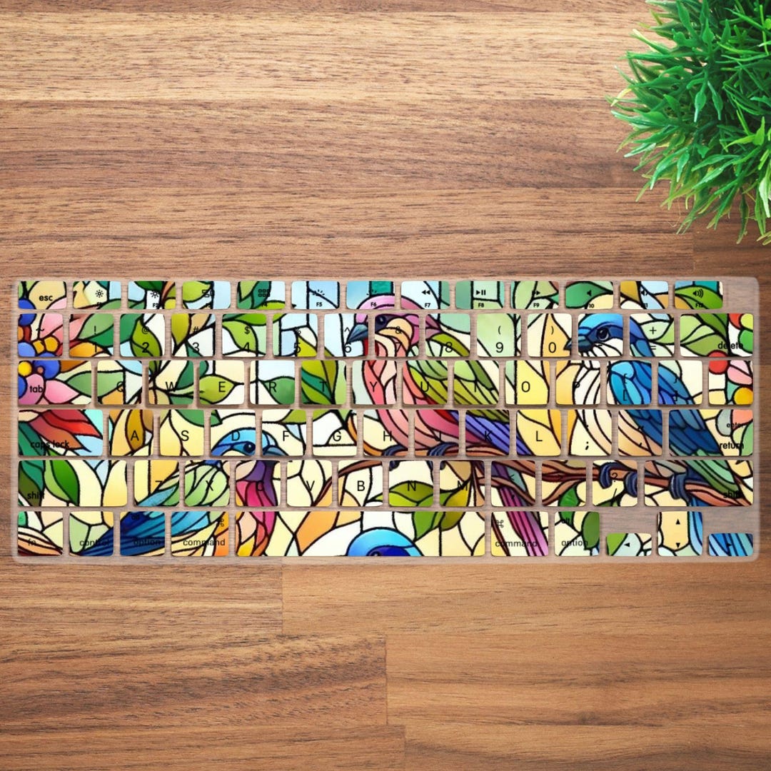 Stained Glass Floral Bird Keyboard Cover for MacBook Pro 13 14 16 Inch ...