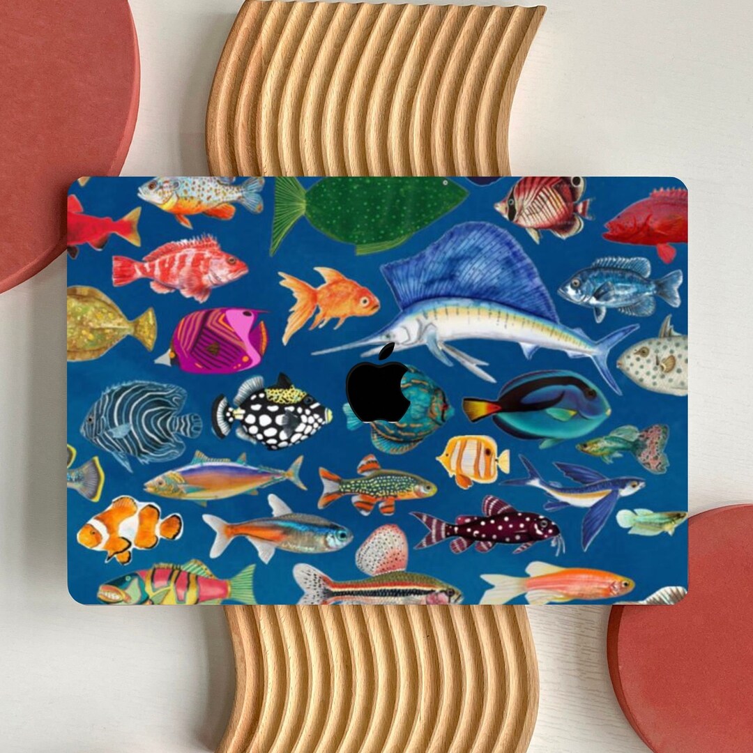 Cute Fish Sea Life Aesthetic Scrapbook MacBook Case for MacBook Air 15 ...
