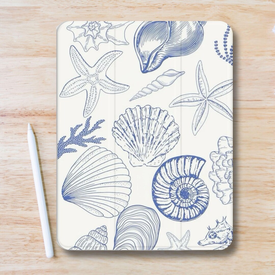 Beachy Seashell Aesthetic iPad Case W Pen Slot, Slim Trifold Stand iPad ...