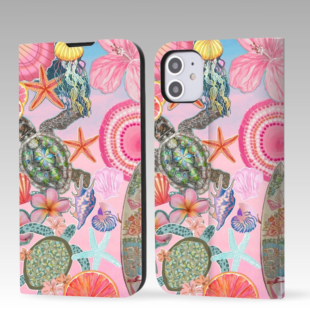 Cute Pattern Aesthetic Wallet Flip Phone Case for iPhone 16 Pro Max ...