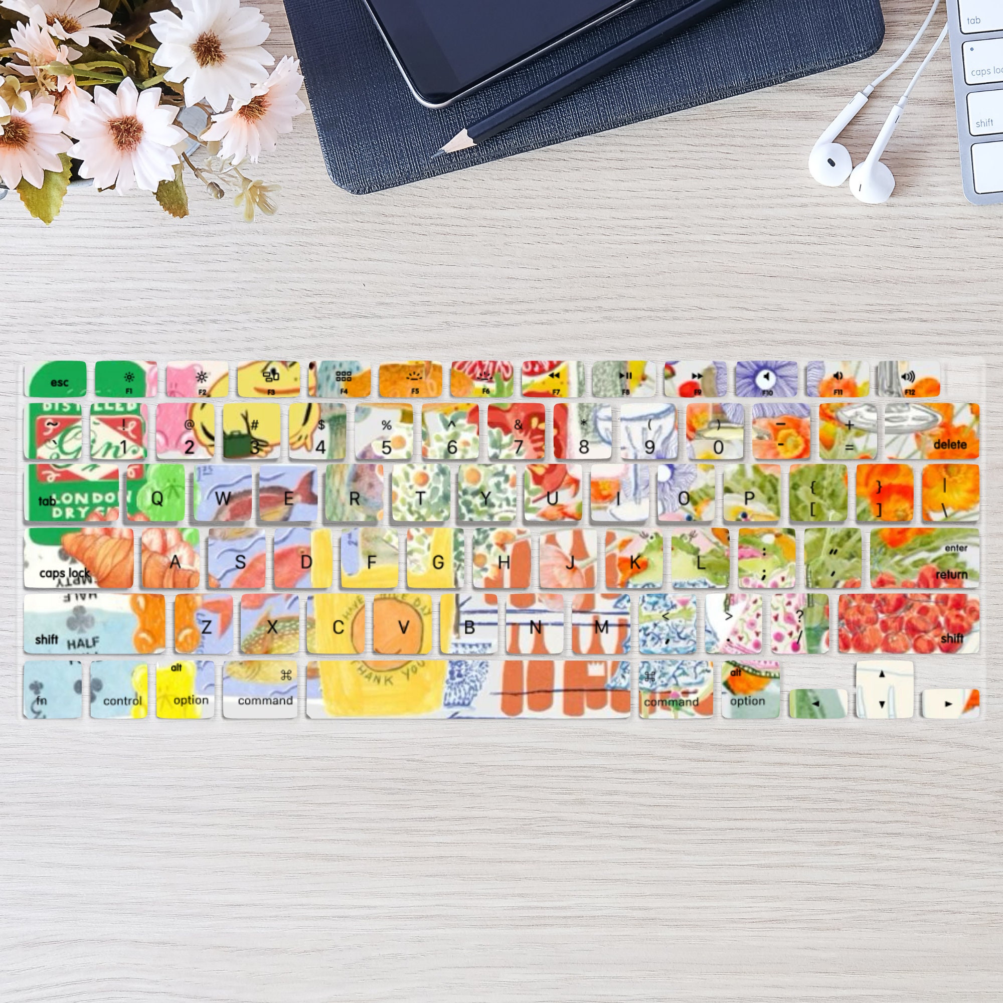 Cute Food Pattern Aesthetic Keyboard Cover for MacBook Pro 13 14 16 ...