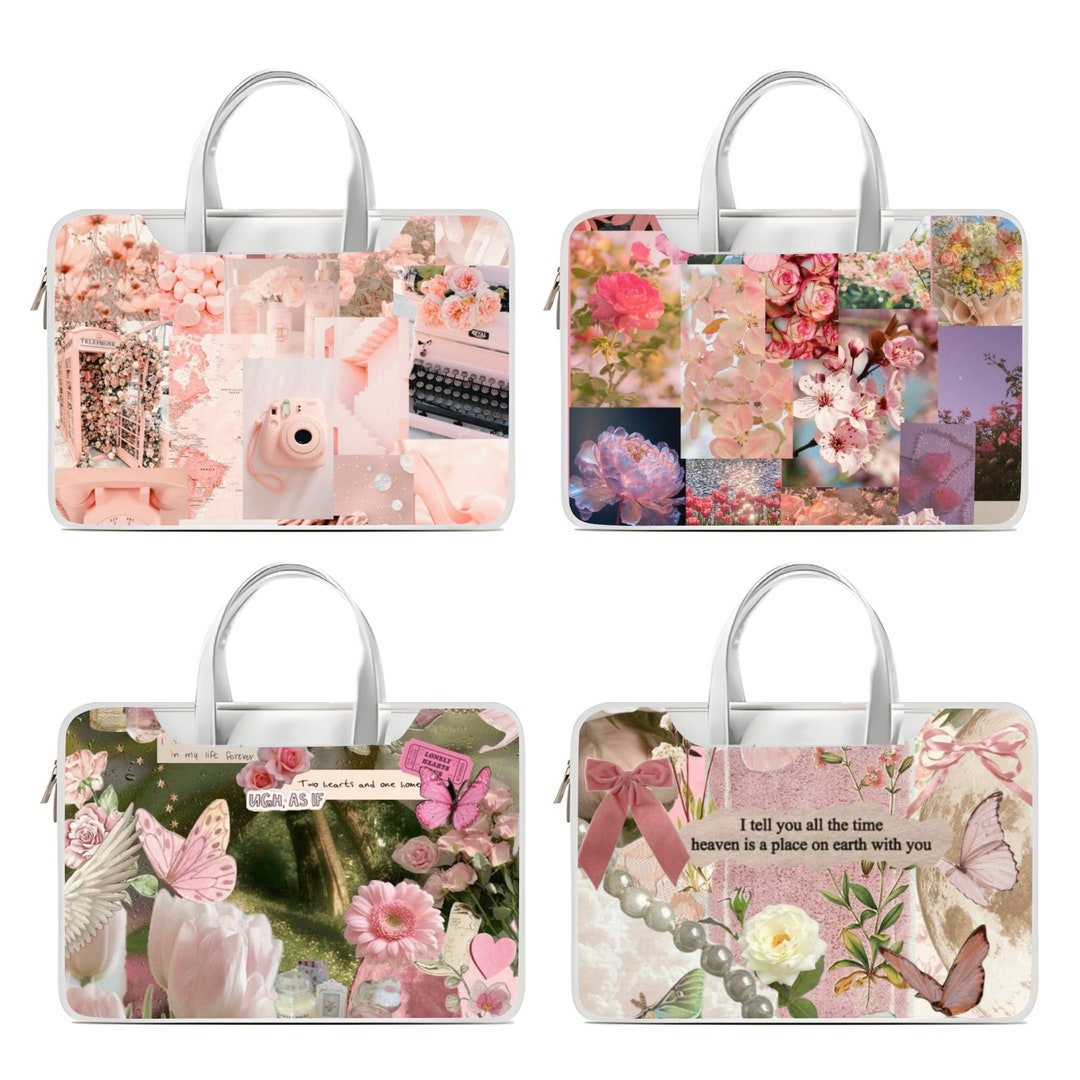Cute Pattern Aesthetic Scrapbook Laptop Bag With Handle, Shoulder Strap ...