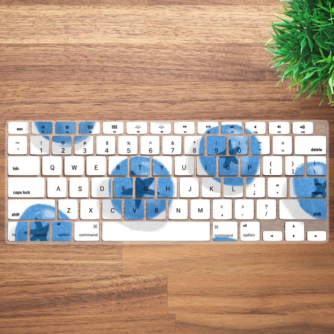 Cute Blue Aesthetic Scrapbook Keyboard Cover for MacBook Pro 13 14 16 ...