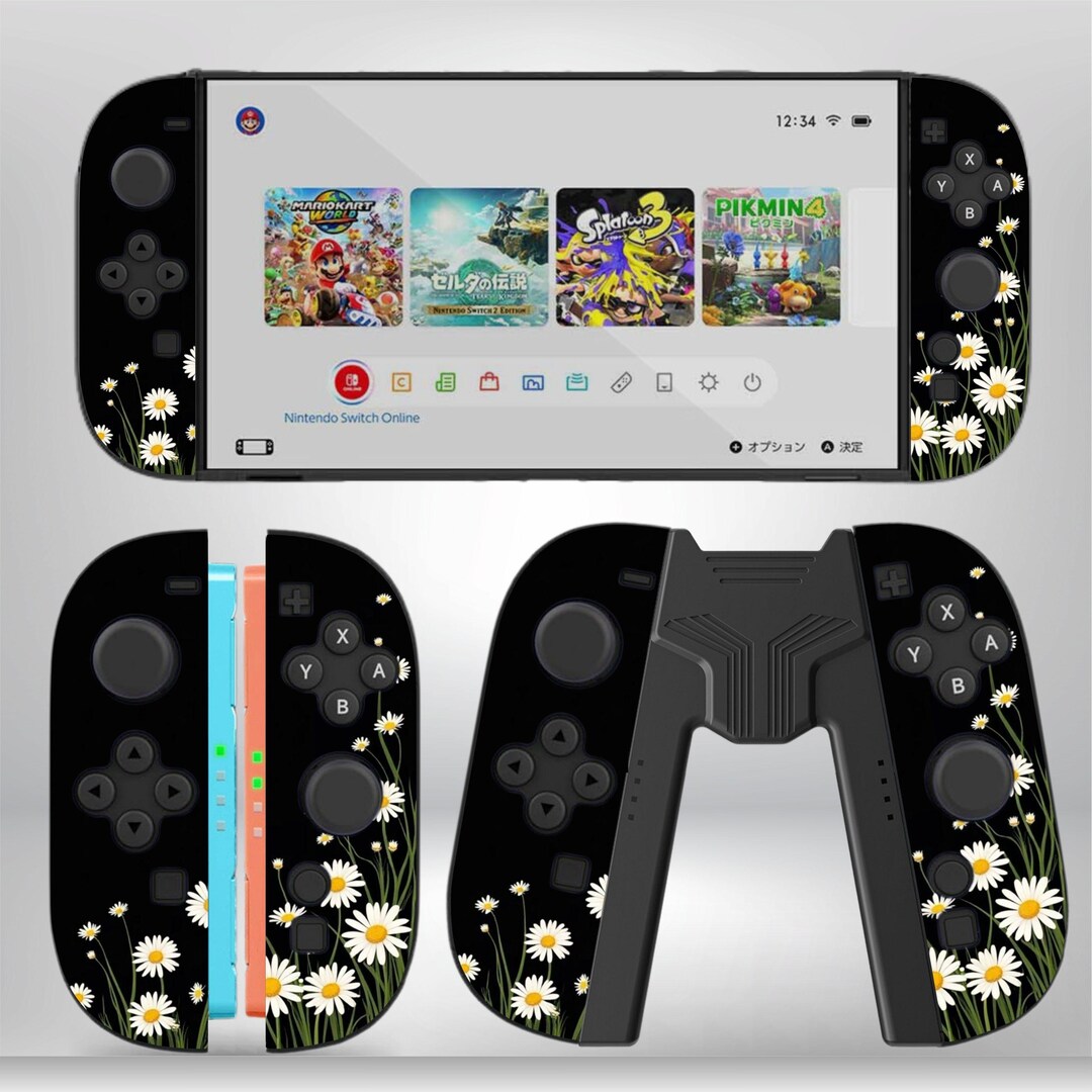 Cute Botanical Floral Switch Joy-con Charging Grip With Joycon Soft ...