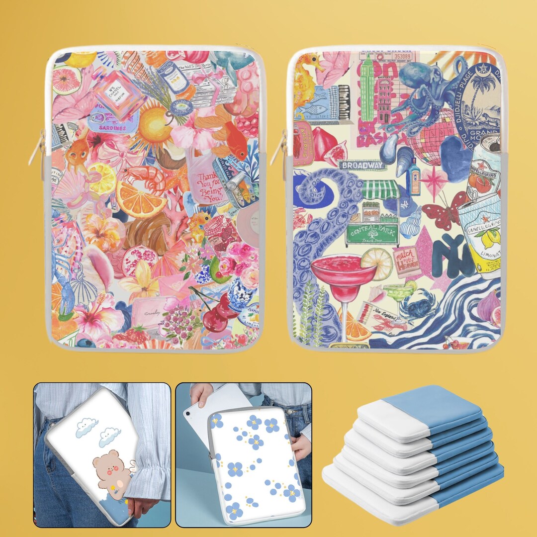 Cute Pattern Aesthetic Scrapbook Laptop MacBook Sleeve Case for 12 13 ...