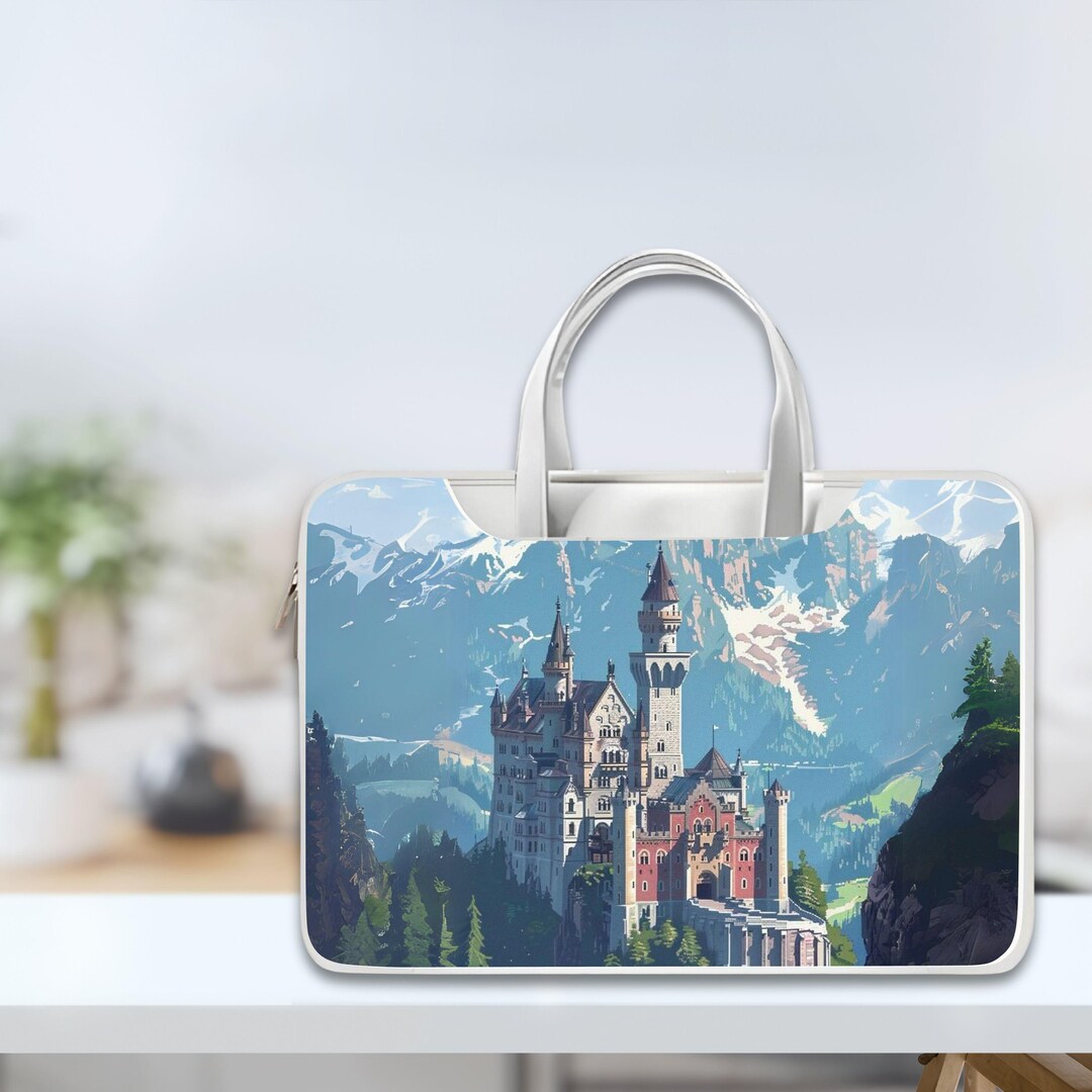 Cute Fantasy Castles Aesthetic Laptop Bag With Handle, Shoulder Strap ...