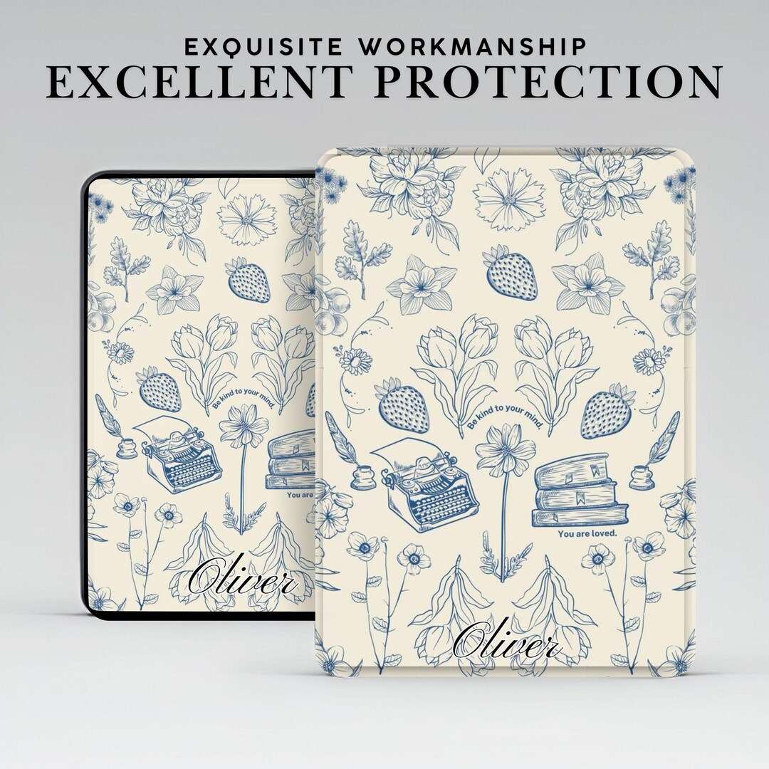 Personalized Botanical Line Art Kindle Case W Hand Grip for Kindle 6" 6 ...
