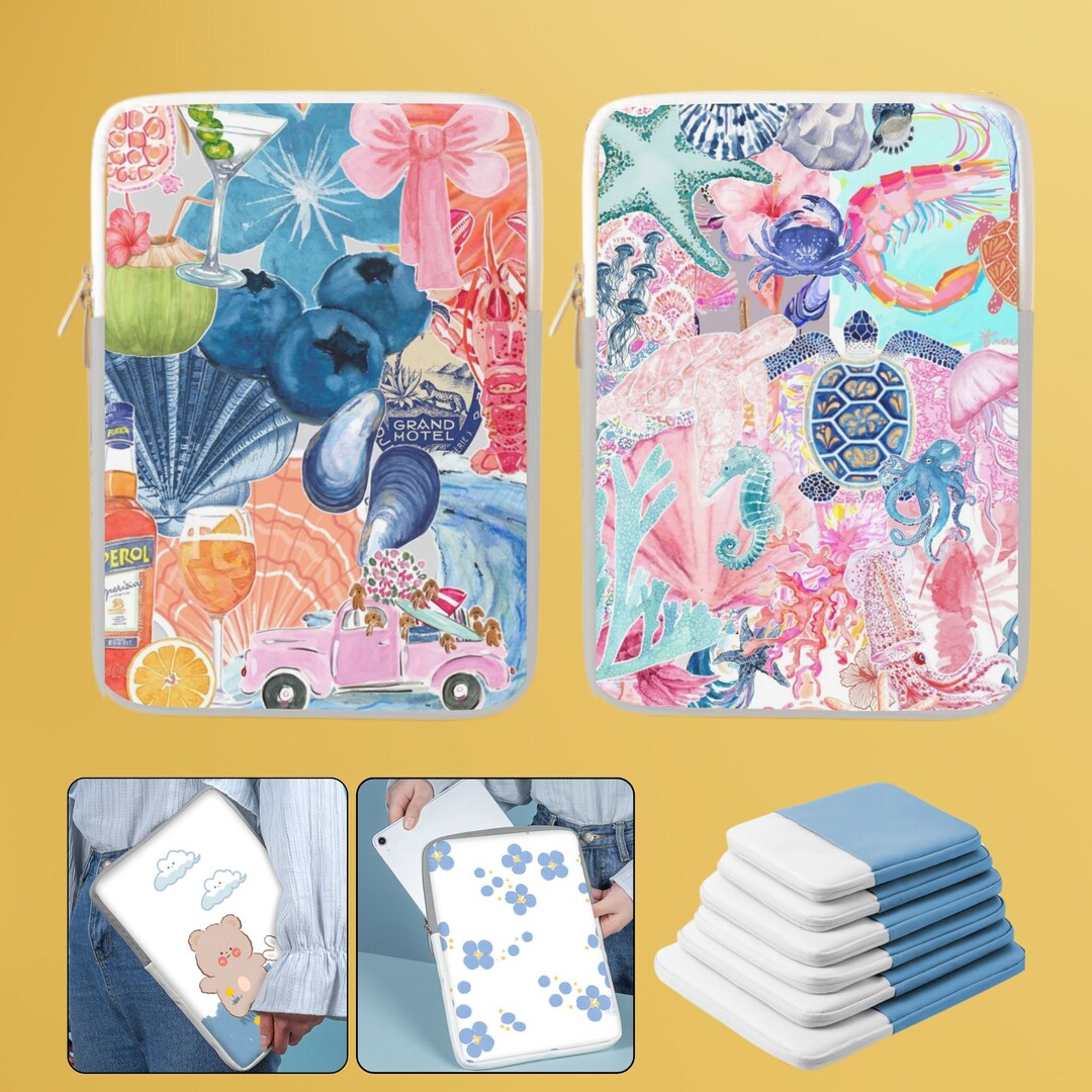 Cute Ocean Sea Life Aesthetic Scrapbook Laptop MacBook Sleeve Case for ...