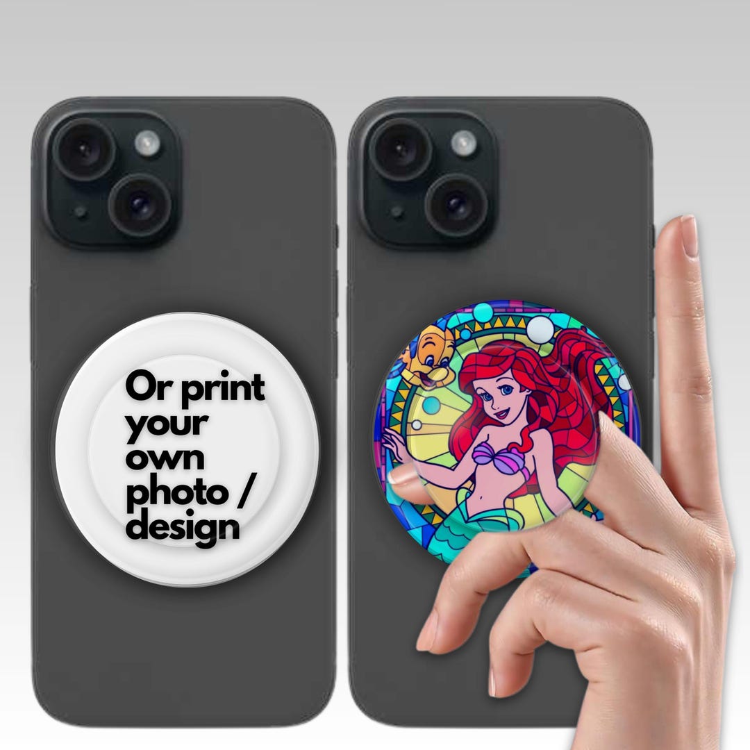 Stained Glass Princess Print Magnetic Phone Grip With Metal Ring for ...