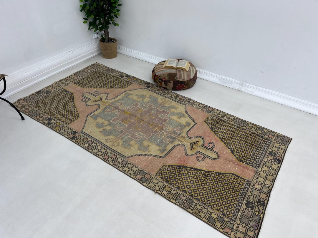 Vintage Turkish Wool Rug 4x8 Ft: Boho Oriental Area Carpet - Etsy