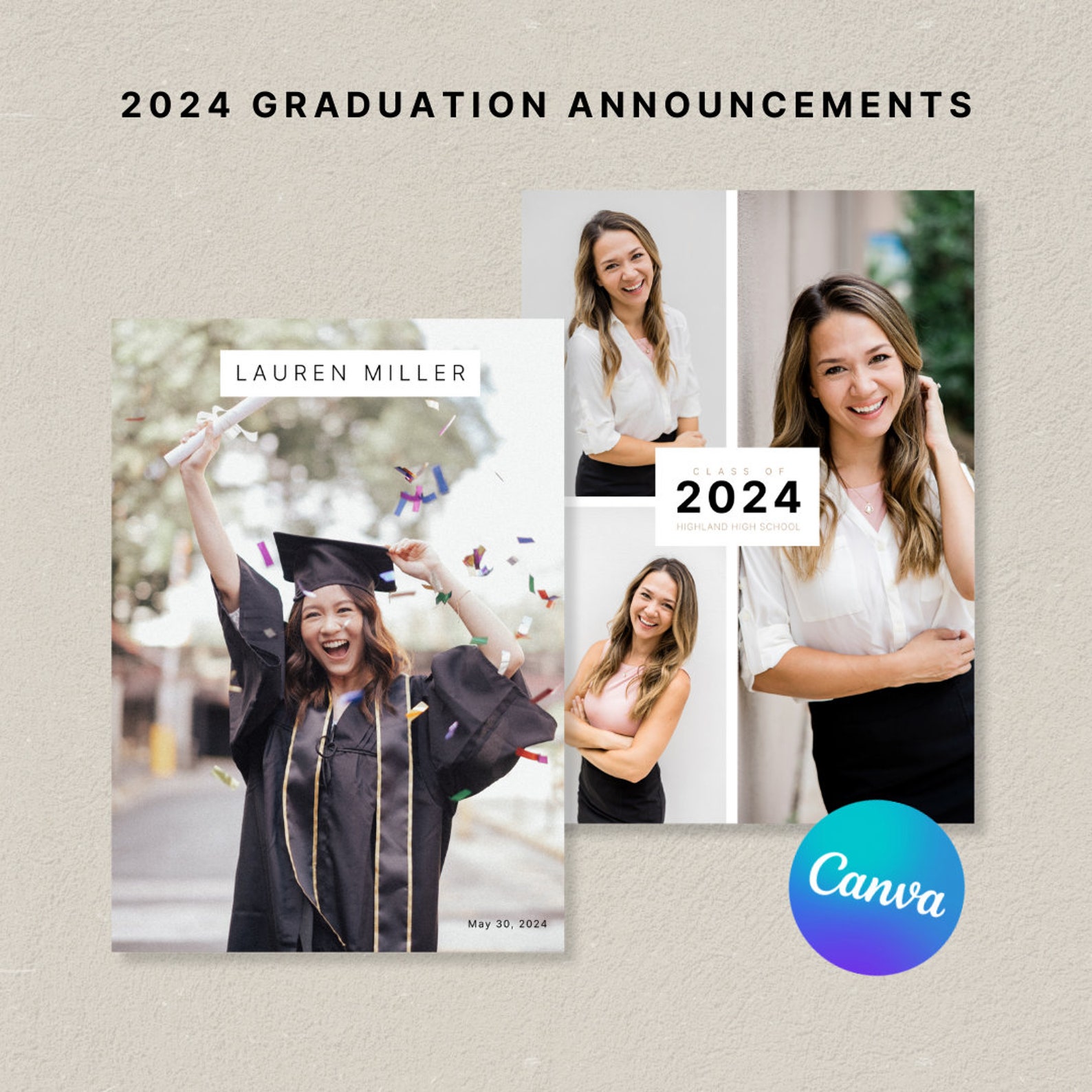 Custom Modern 2024 Graduation Announcement Template - Instant Download ...