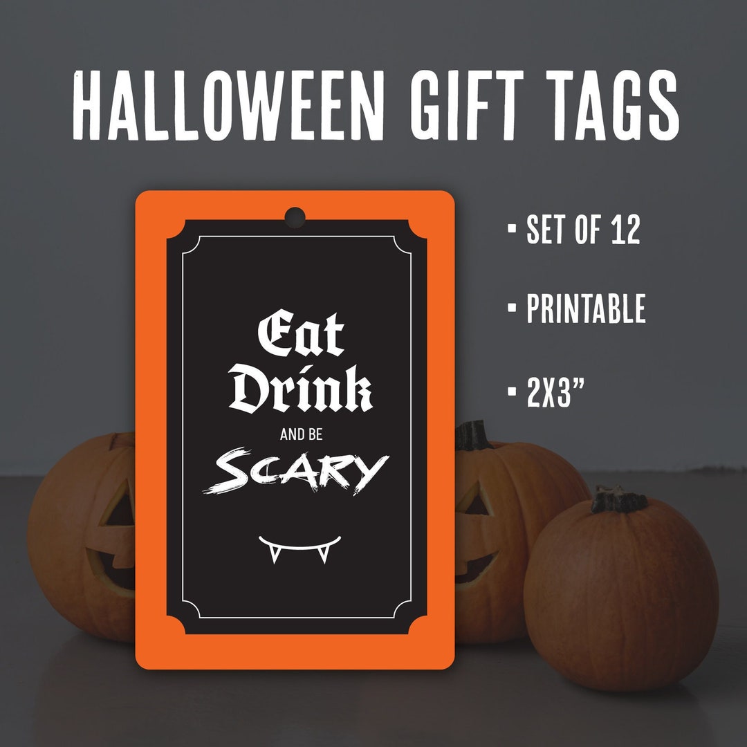 Printable Halloween Gift Tags - Set of 12 - Etsy