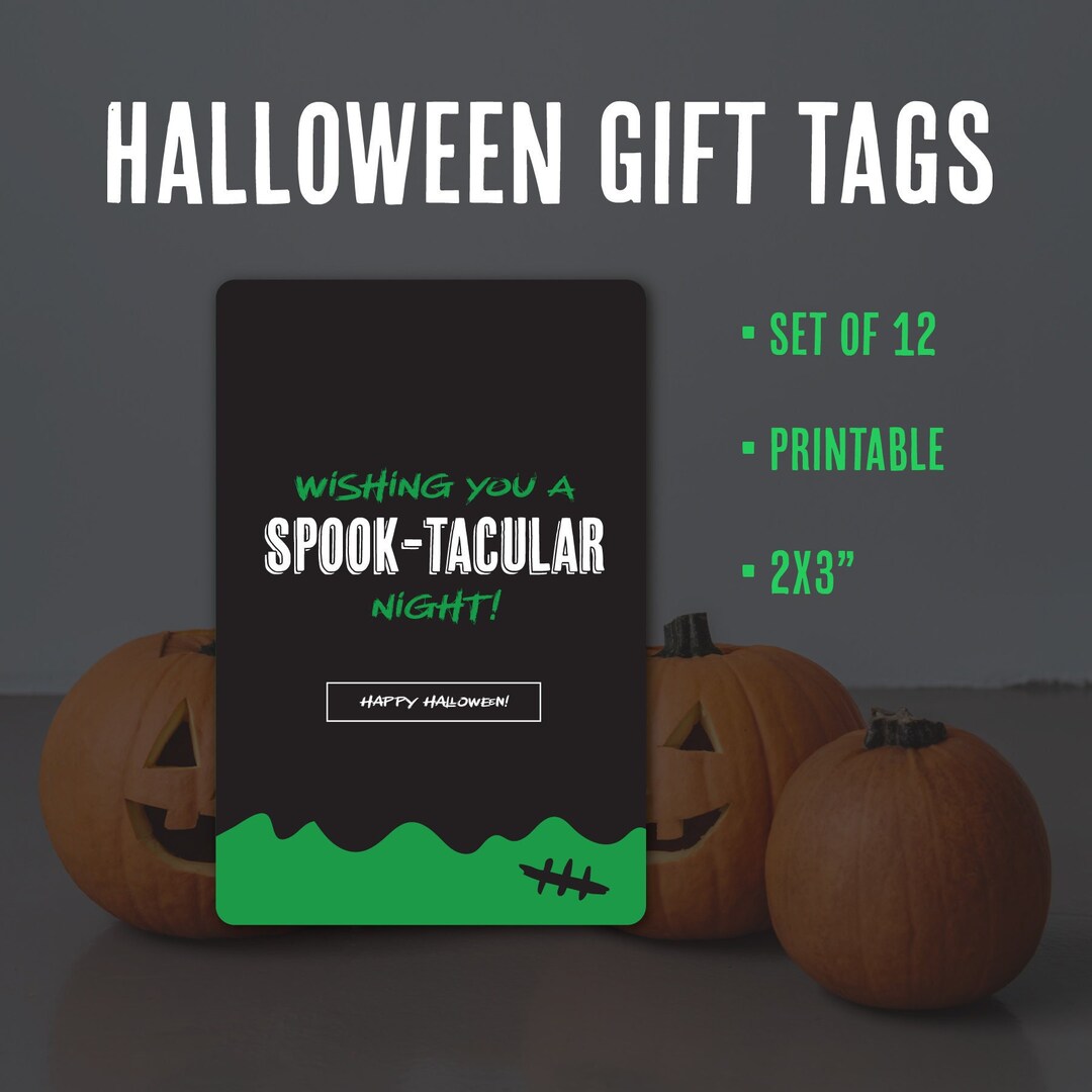 Set of 12 Printable Halloween Gift Tags - Spooktacular - Etsy