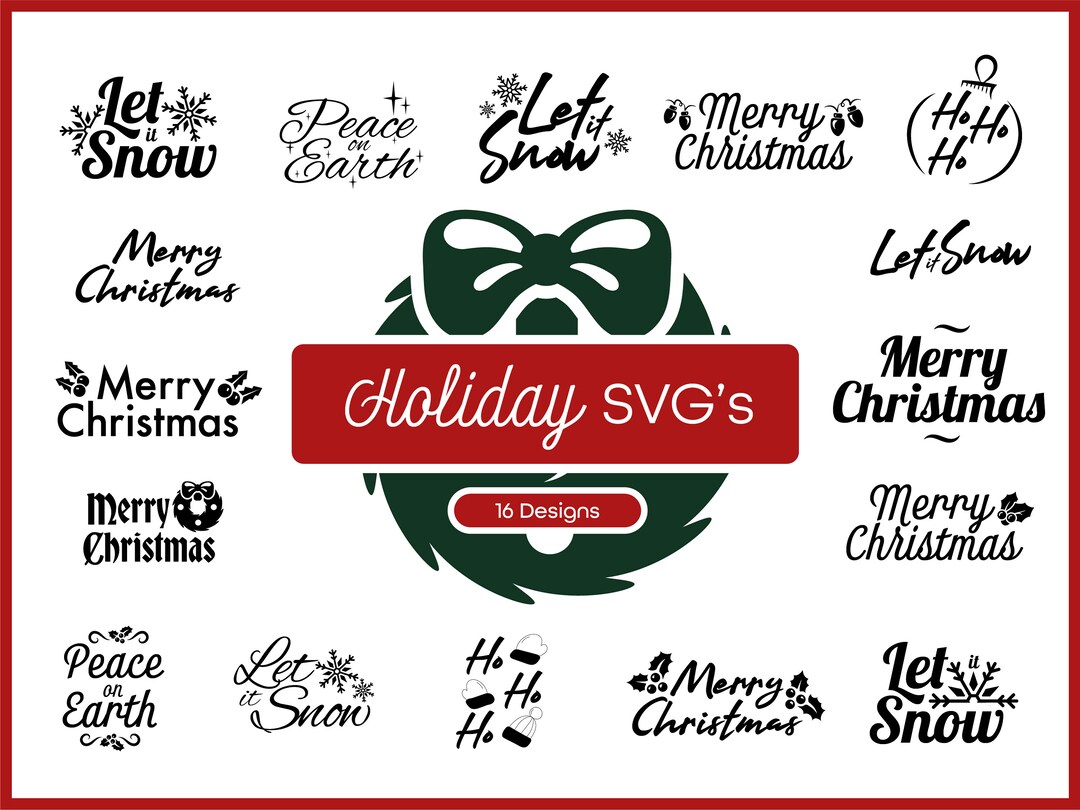Holiday SVG Bundle - 16 Festive Designs for Christmas and Winter - Etsy