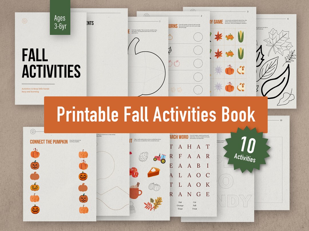 Fall Activities Booklet for Kids - Printable Educational Fun - Etsy