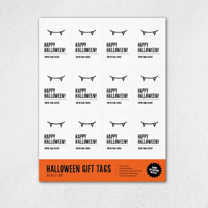 Printable Cute Halloween Gift Tags Set of 12 - Etsy