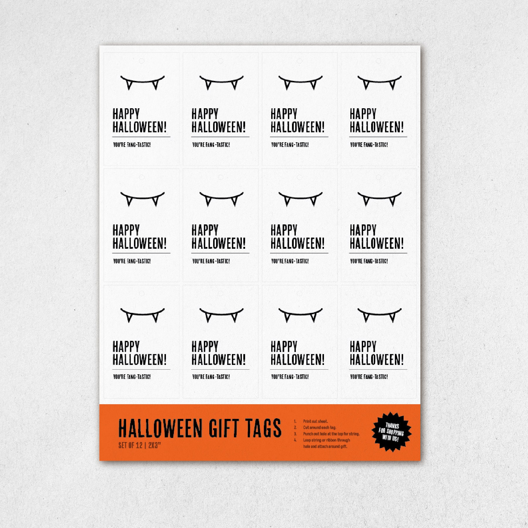 Printable Cute Halloween Gift Tags Set of 12 - Etsy