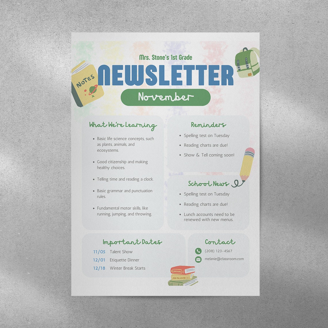 Editable Classroom Newsletter Template in Canva - Etsy