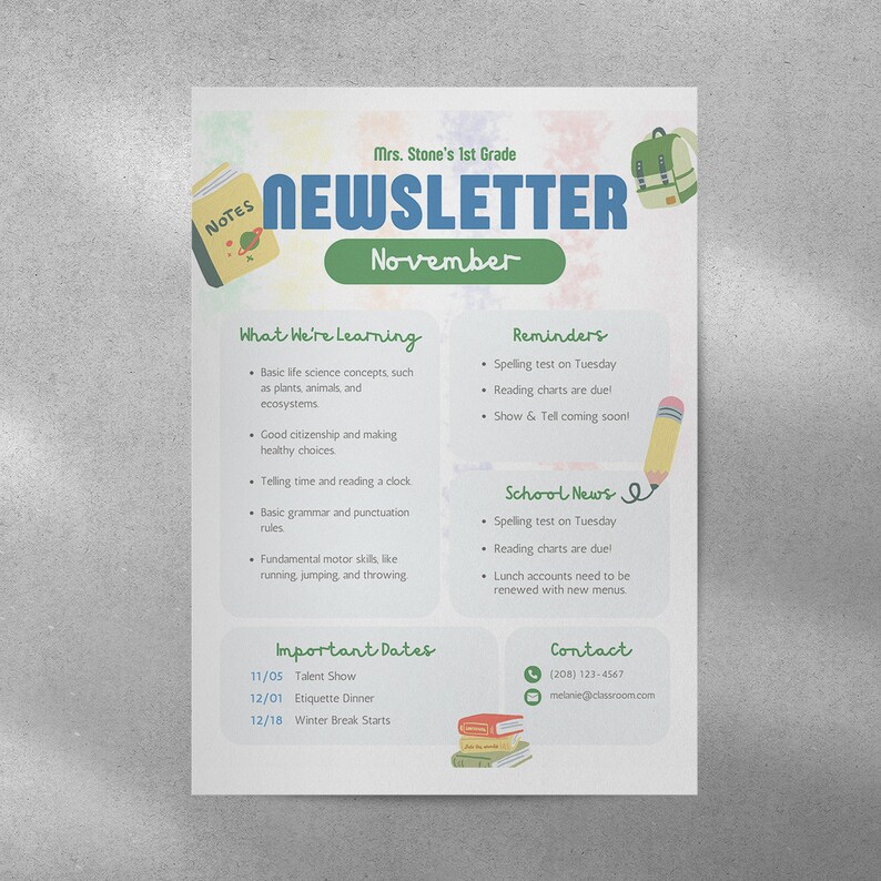 Editable Classroom Newsletter Template in Canva - Etsy