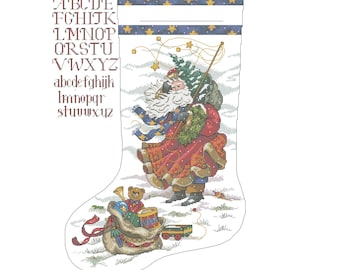 Cross Stitch Pattern Christmas Stocking Santa Claus Cross Stitch ...