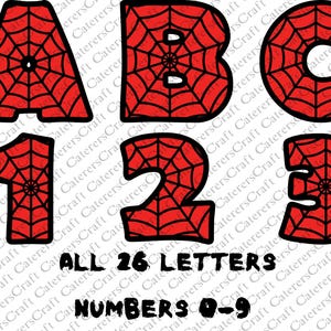 Spiderman Letters and Numbers: Sublimation Designs (digital) - Etsy