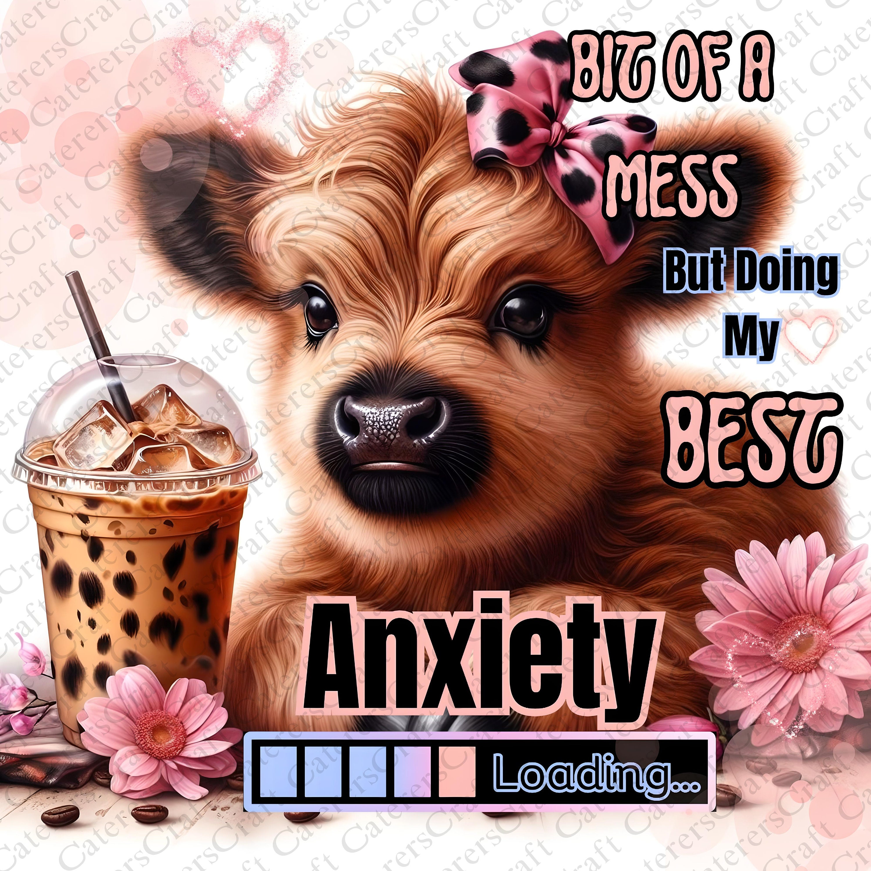 20oz Tumbler Wrap Bundle Anxiety Loading Highland Cow digital - Etsy