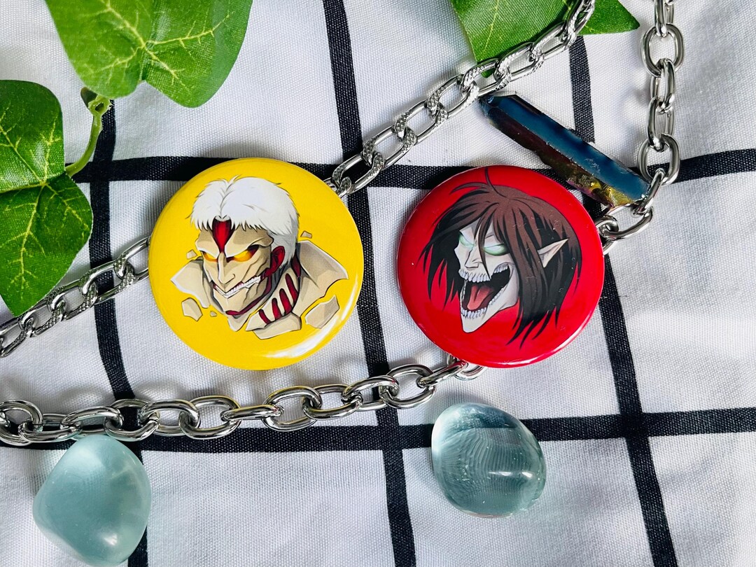 Attack on Titan Badges | Attack Titan and Armoured Titan | Button/badge ...