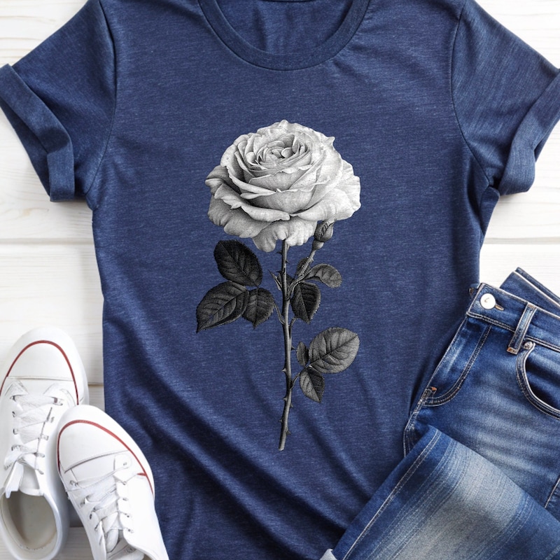 Mens Black Rose T Shirt - Etsy