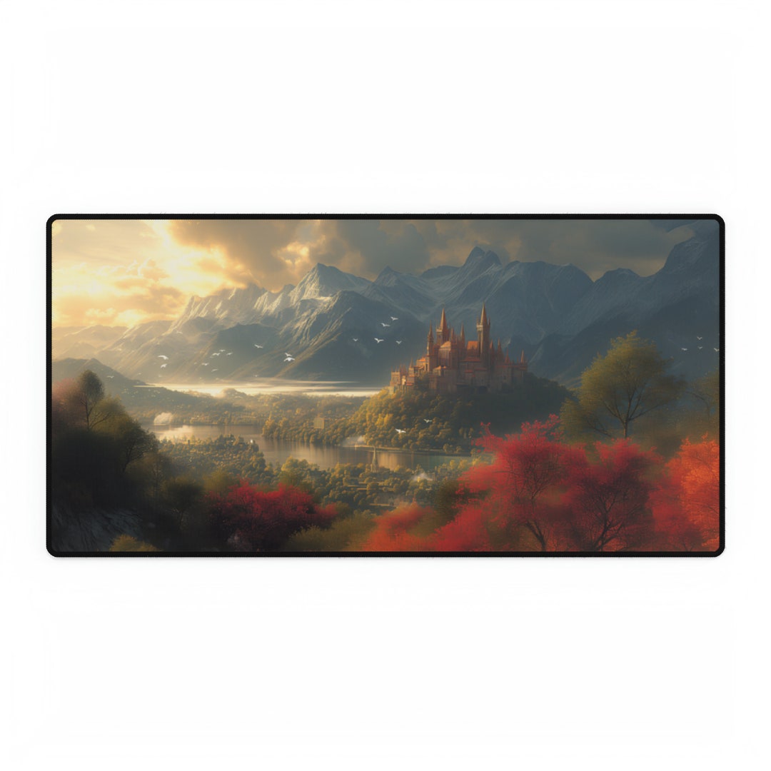 Tolkien Inspired Fantasy Landscape Desk Mat, Lord of the Rings Inspired ...