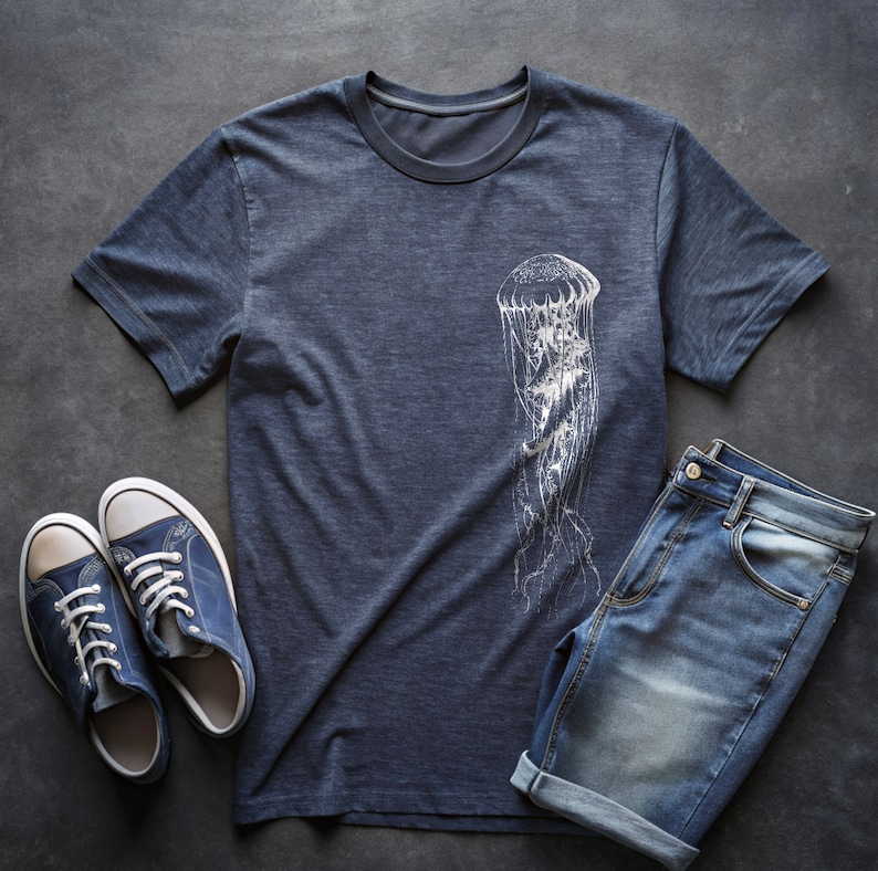 Deep Sea Jellyfish T-shirt: Minimalist Ocean Graphic Tee - Etsy