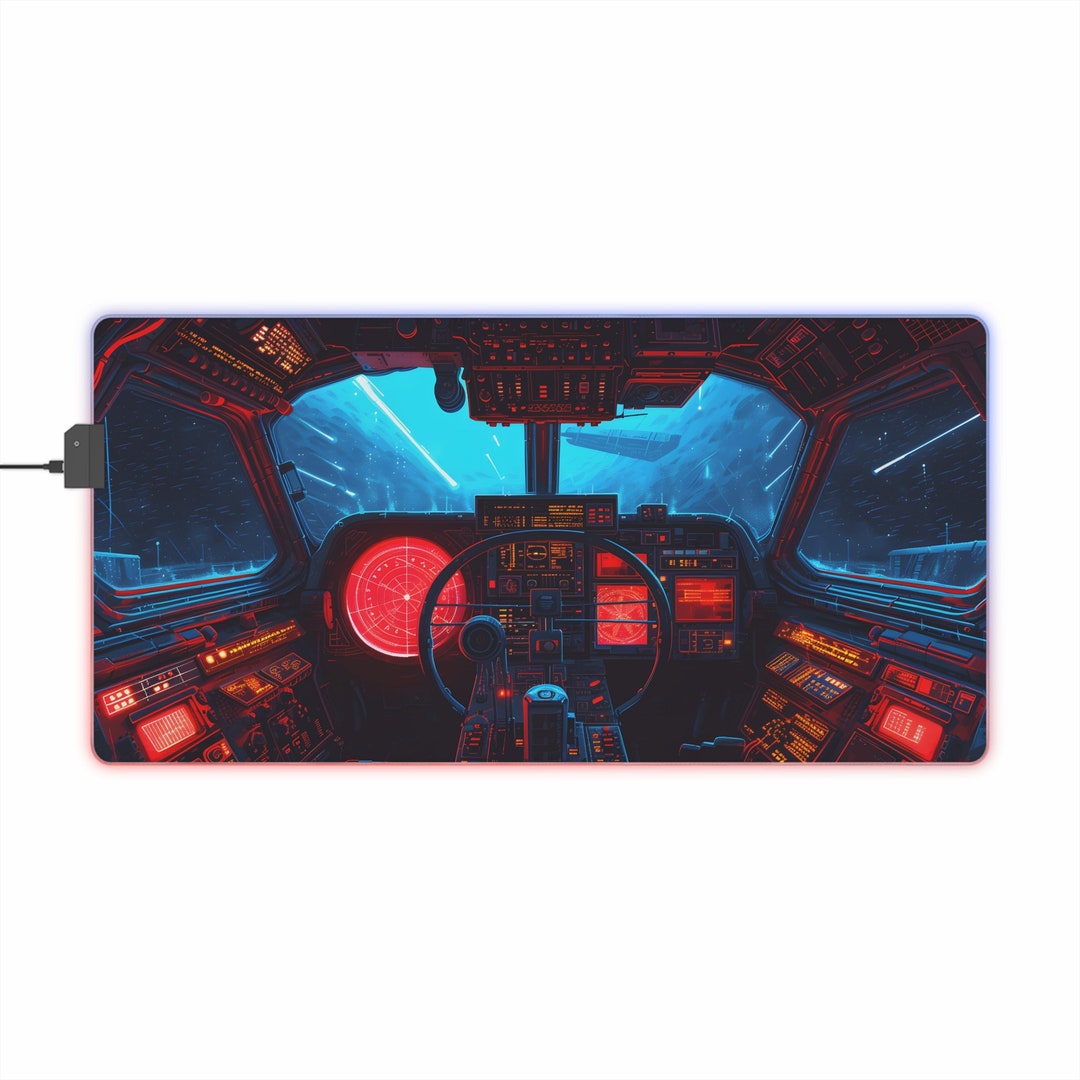 Fantasy Cockpit of Space Fighter LED Gaming Mouse Pad Space Ship ...