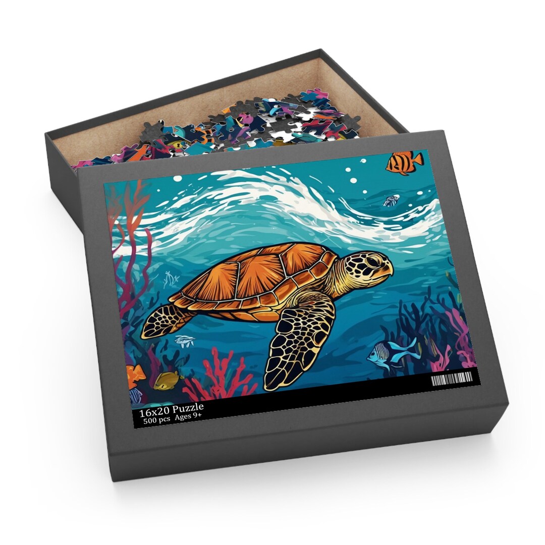 Illustration of Sea Turtle Underwater Jigsaw Puzzle High-quality ...