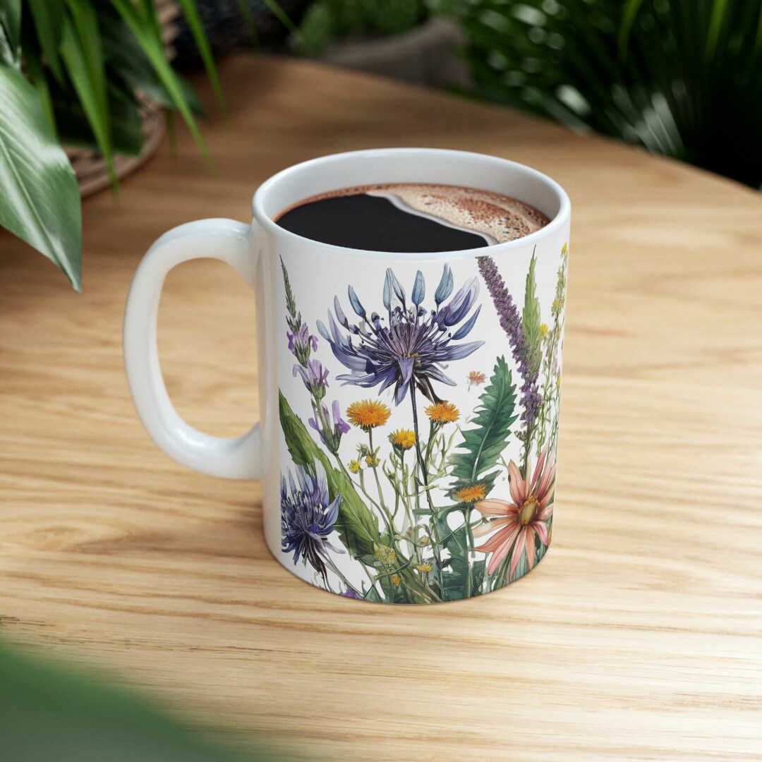 Wild Flowers Mug, Floral Coffee Mug, Floral Tea Mug, Coffee Tea Cup ...