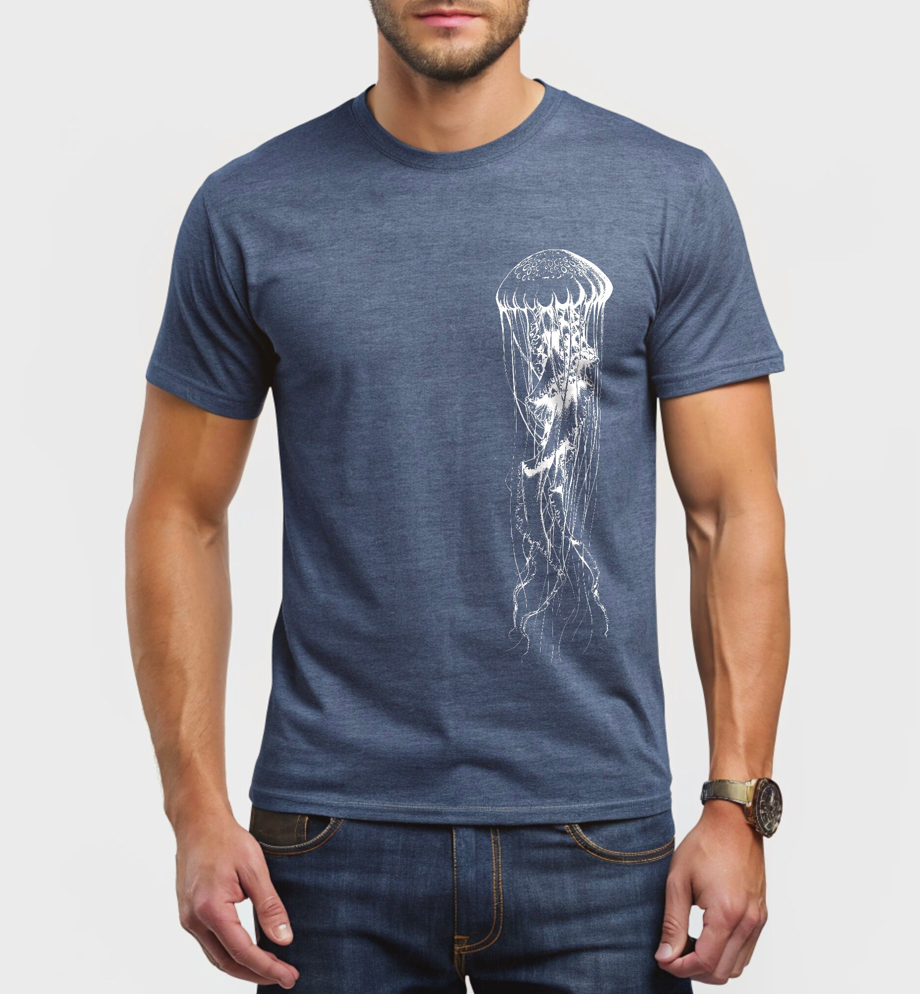 Deep Sea Jellyfish T-shirt: Minimalist Ocean Graphic Tee - Etsy