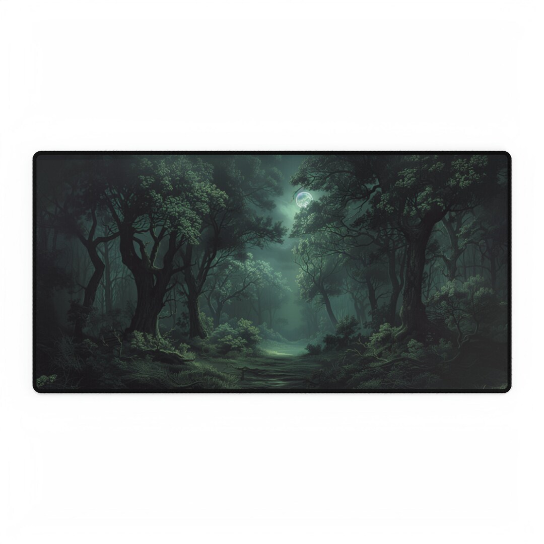 Animated Magic Forest Desk Mat Night Scene Gothic Realism Deskmat ...