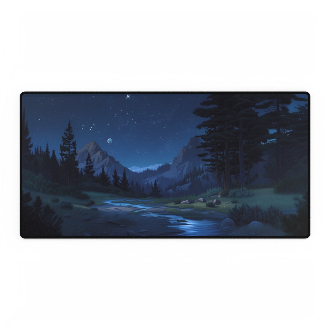 Animated Magic Mountains Desk Mat, Night Scene Gothic Realism Deskmat ...