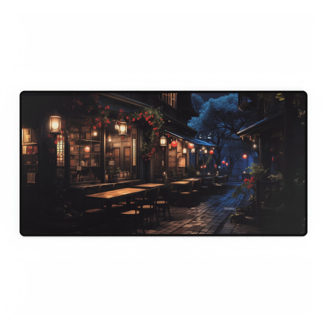 Anime Nostalgic Cafe Desk Mat, Japanese Art Cafe Desk Mat, Nostalgic ...