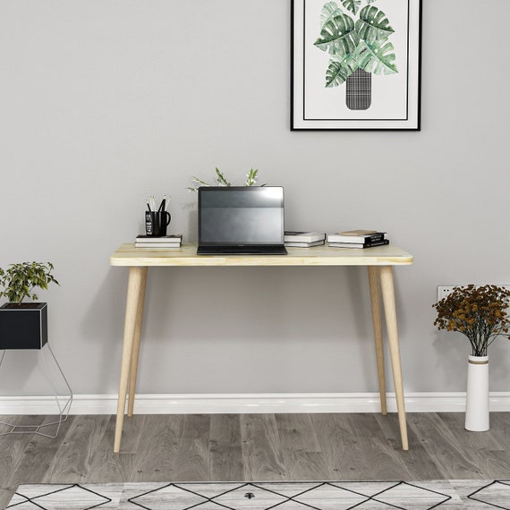 Dekorosso Bamboo Wooden Desk Modern Home Office Wooden Desk | Etsy