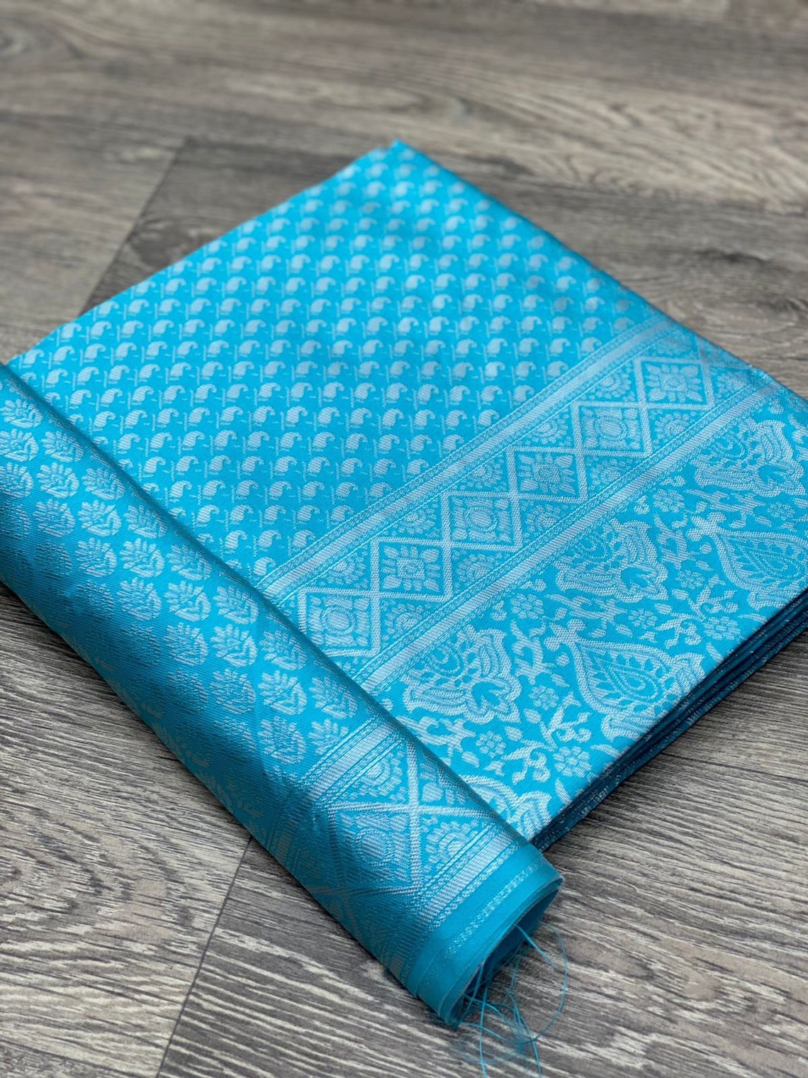 Sky Blue Colour and Silver Zari Weaving Saree Beautiful Design Saree ...