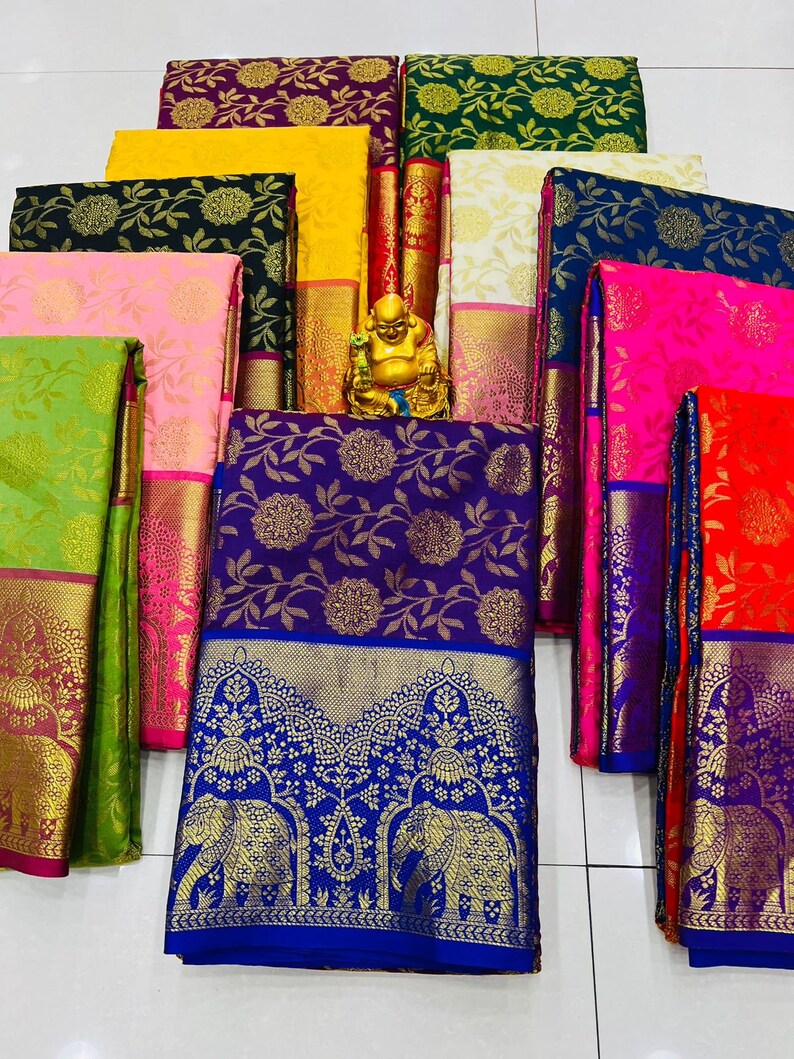 Purple Color Pure Kanchipuram Pattu Silk Saree With Attractive Blouse ...