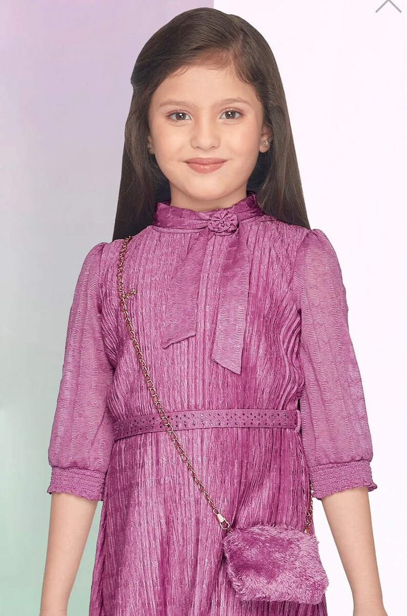Crepe Casual Wear Purple Frock for Girls Indian Kids Wear Wedding Frock ...