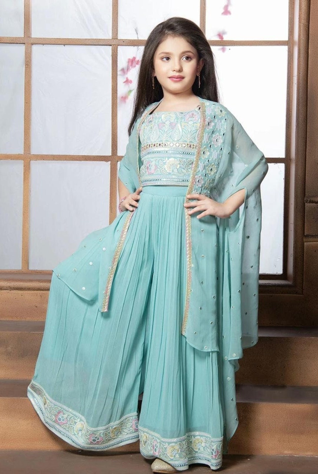 Sky Blue Palazzo Suit With Shrug Wedding Wear Palazzo - Etsy