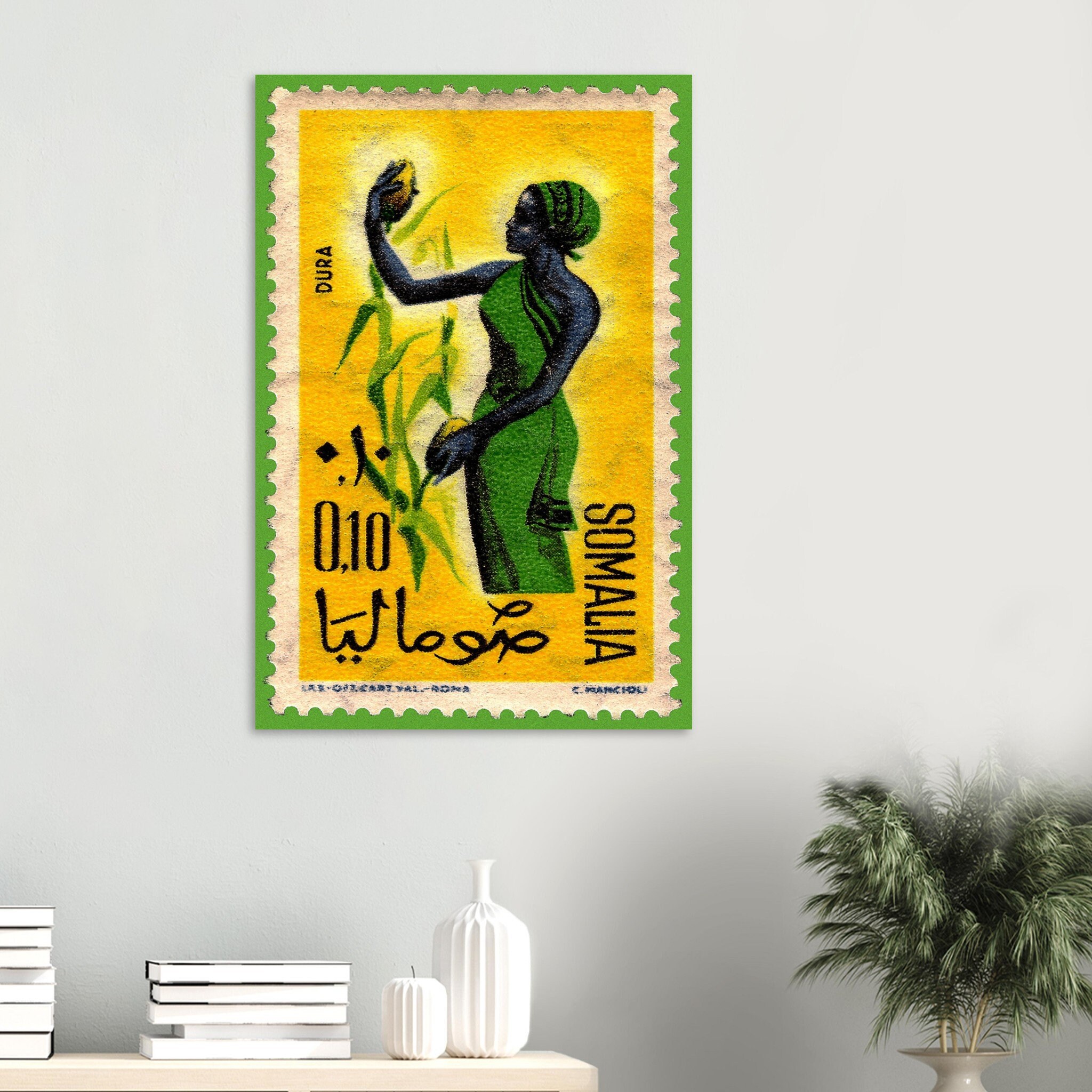 Somali Art, Woman and Dura Plant, Somalia 1961 Vintage Poster, Africa ...