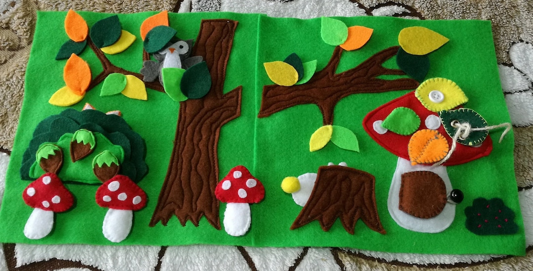 Quiet Book 8 Pages Forest Theme Felt Book Early Learning - Etsy